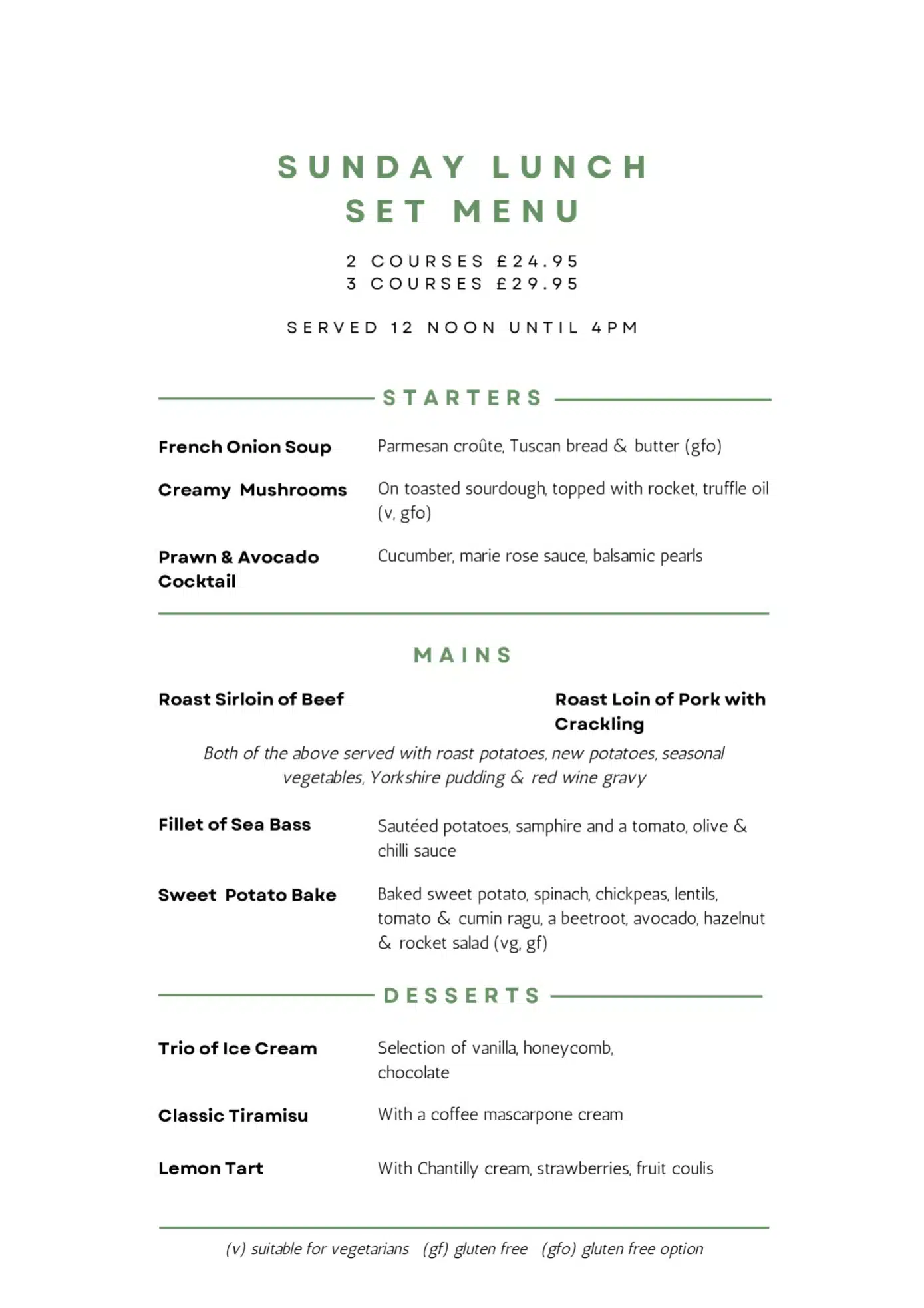 Menu - The Coast - Tarporley